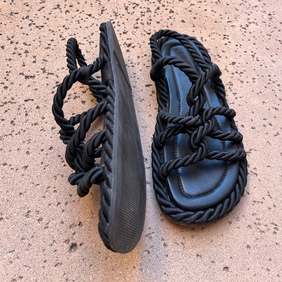 H&M | Shoes | Hm Black Rope Sandals Size 8 | Poshmark